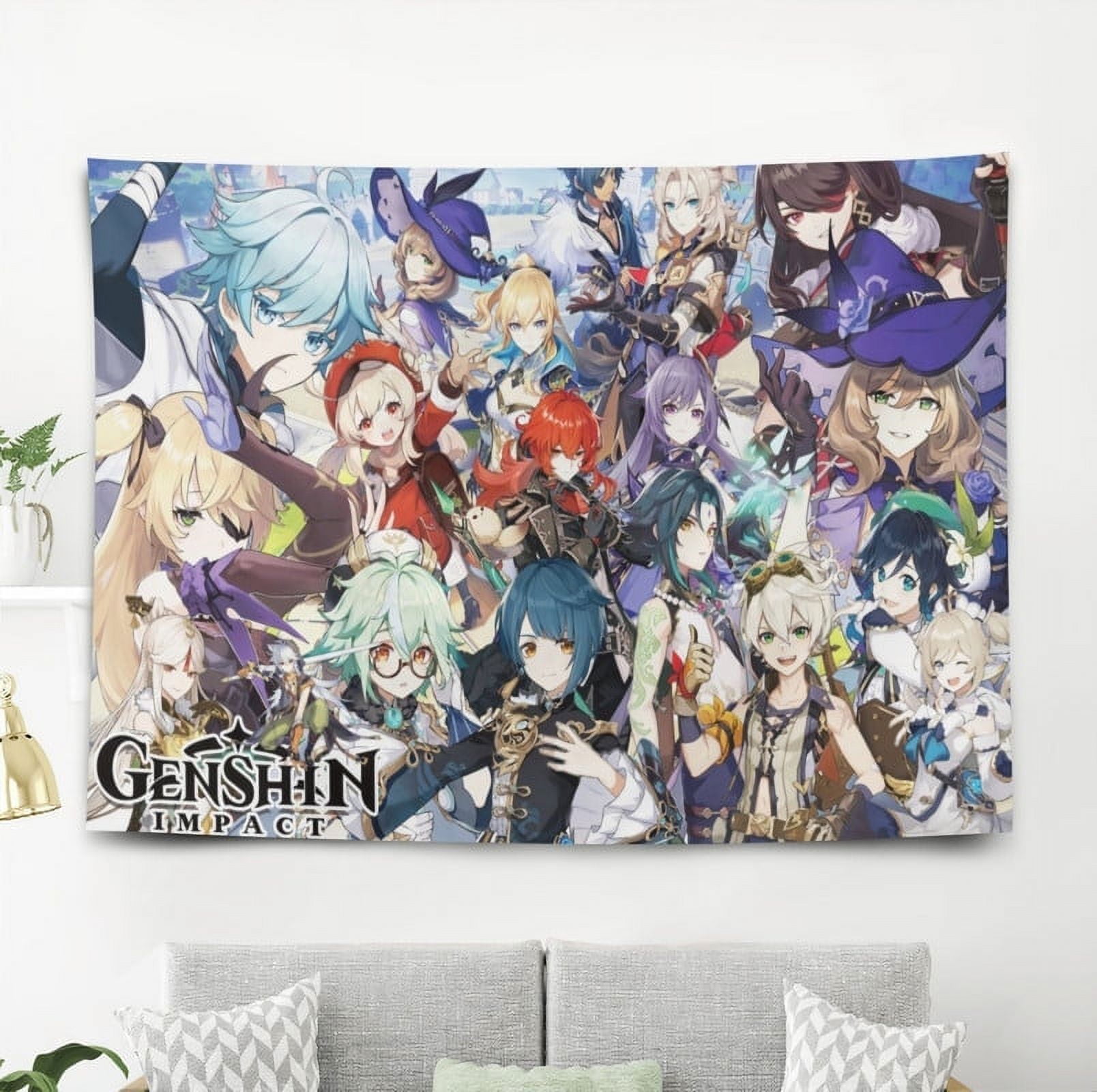 Genshin Impact Tapestry Gift Wall Hanging Backdrop for Room Bedroom Girls Fans Background Banner ...