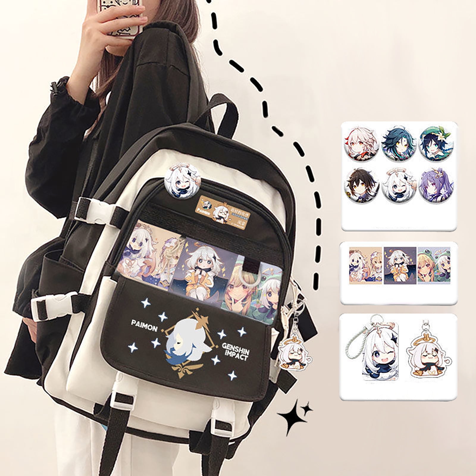 Genshin Impact Travel Bag Back to School Supplies, Cartoon Style Laptop ...