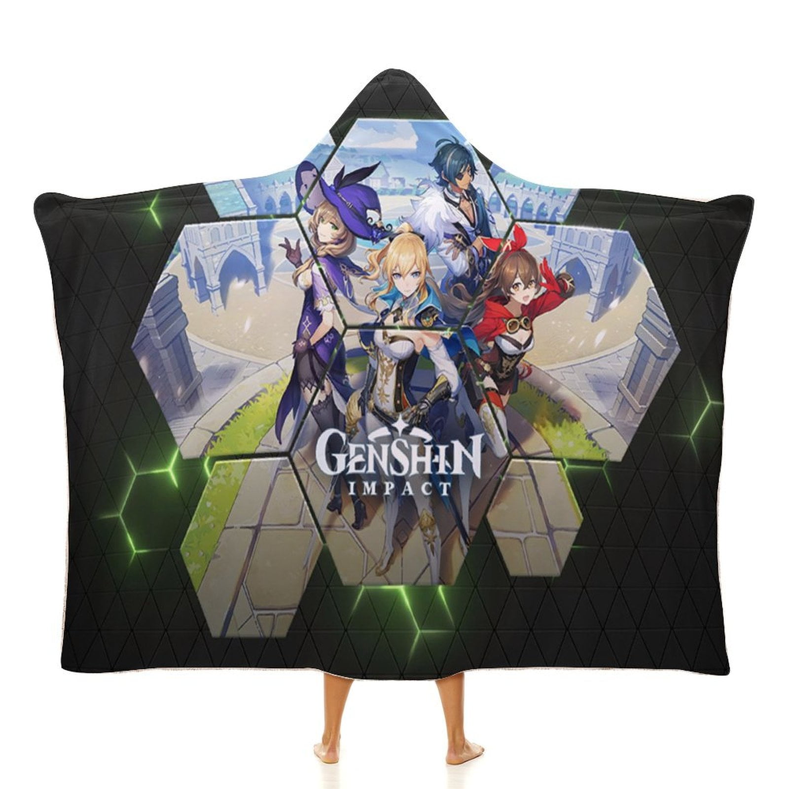 Genshin Impact Wearable Blanket Cloak Arctic Velvet Hooded Blanket Soft ...