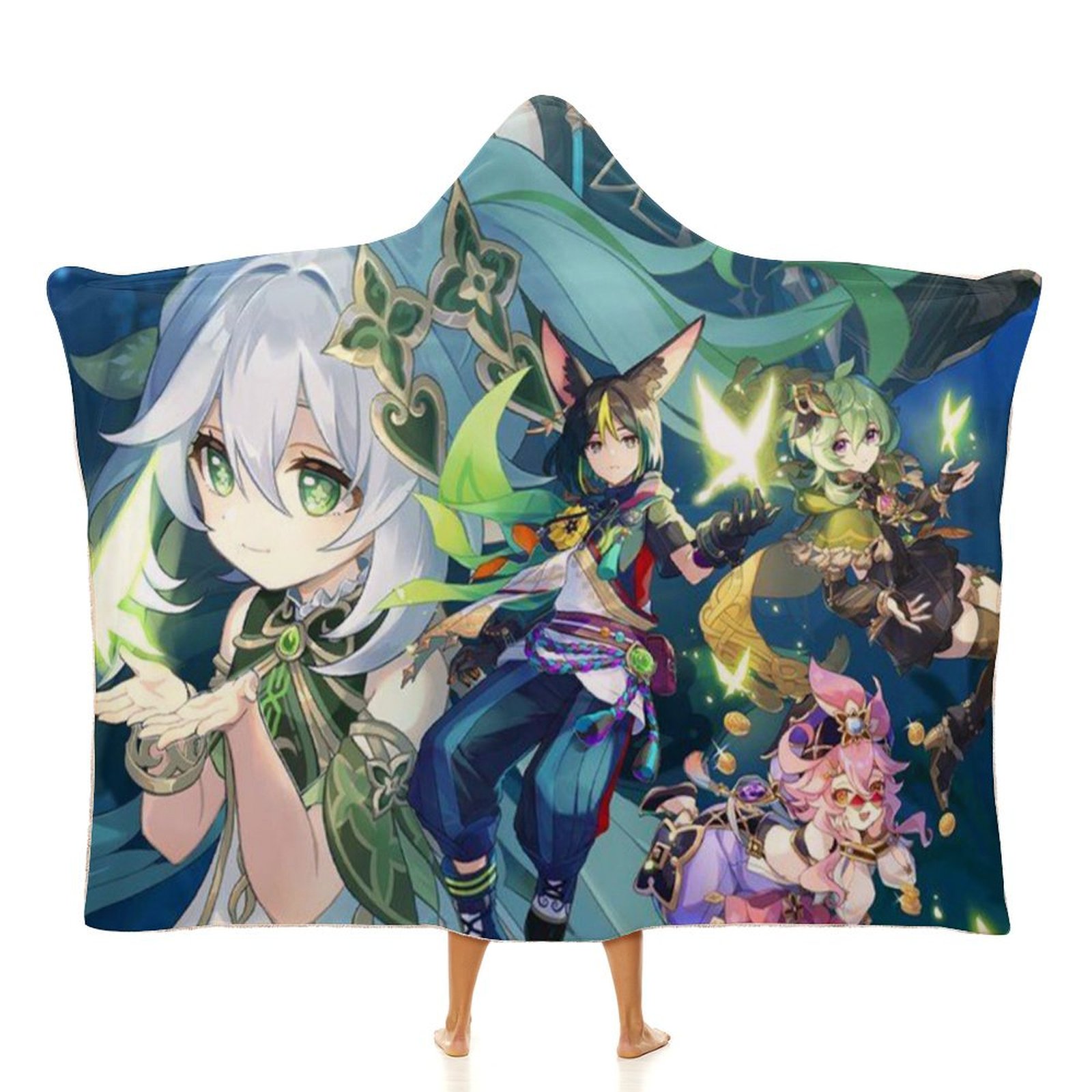 Genshin Impact Wearable Blanket Cloak Arctic Velvet Hooded Blanket Soft ...