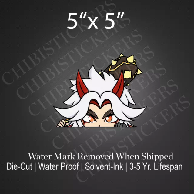 Genshin Impact White Hair Red Anime Vinyl Stickers Waterproof Sticker ...