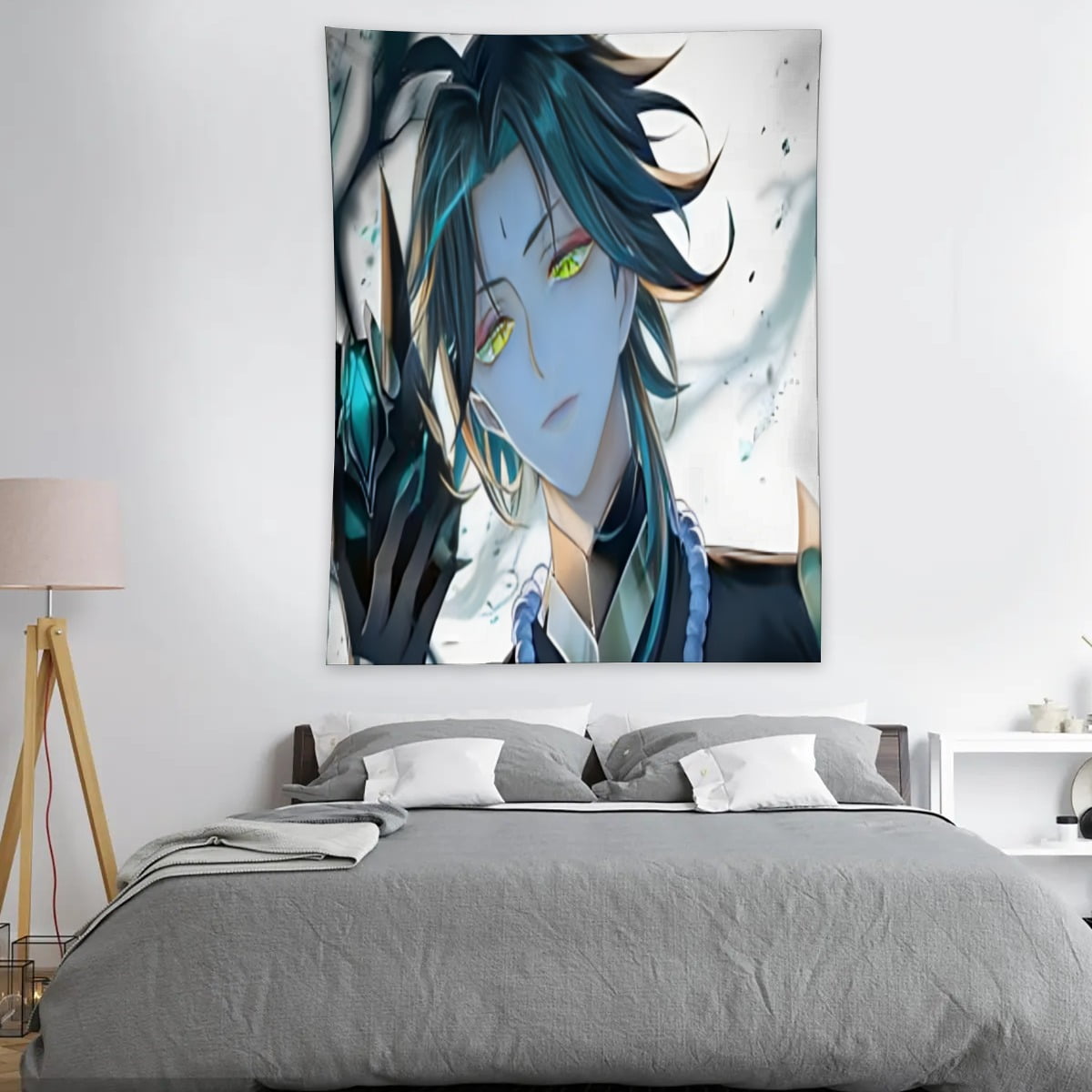 Genshin Impact Xiao tapestry adds vibrant color and unique style to any room making it a ...