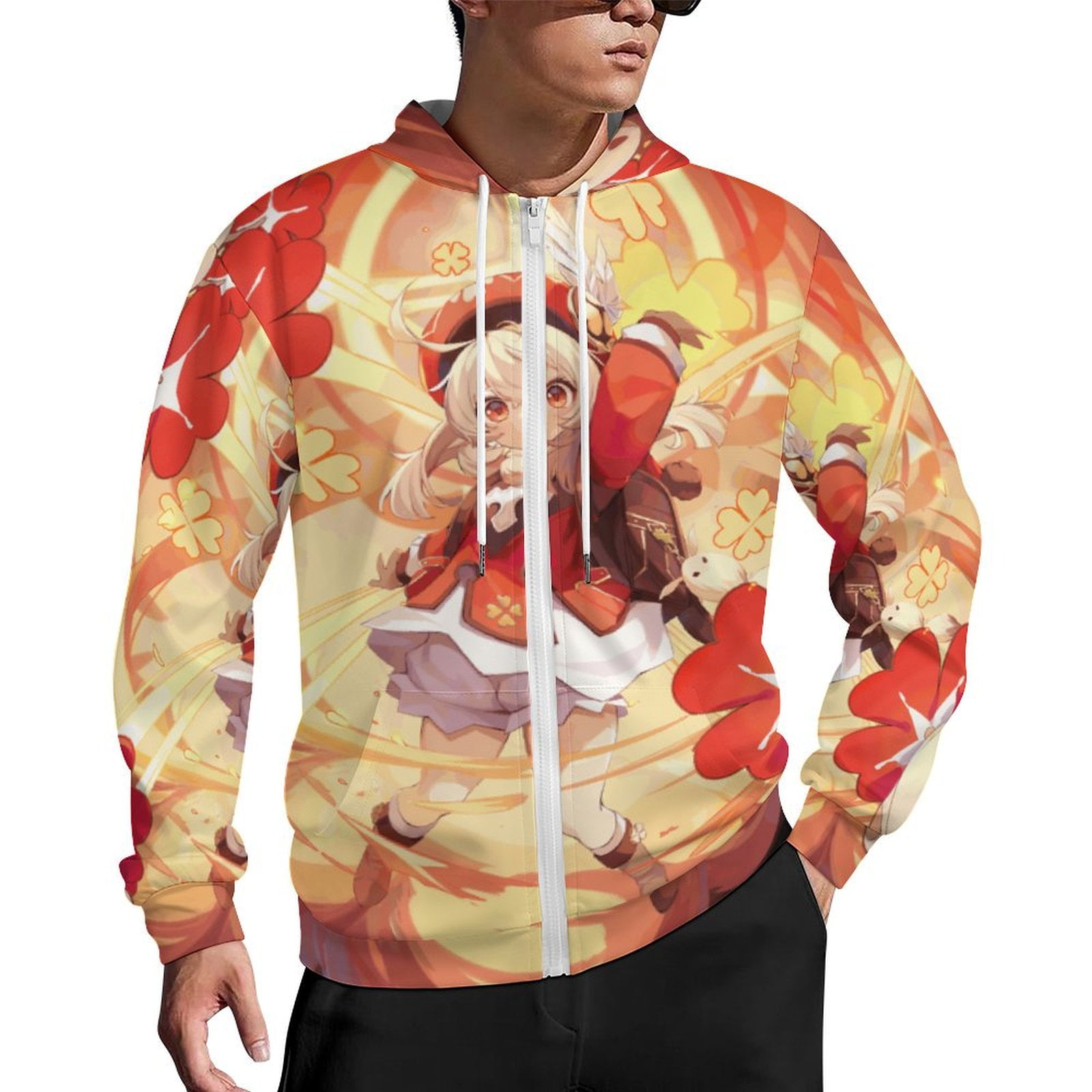 Genshin Impact Zip Up Hoodies Unisex Realistic 3D Print Sweatshirt Long ...