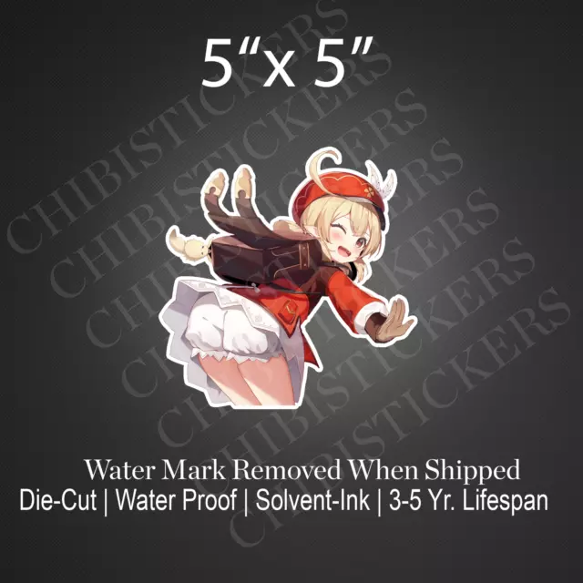 Genshin Klee Blonde Hair Anime Vinyl Stickers Waterproof Sticker Decal ...