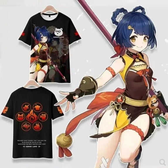 Genshin impact xiangling 3d printing t shirt men women summer fashion ...