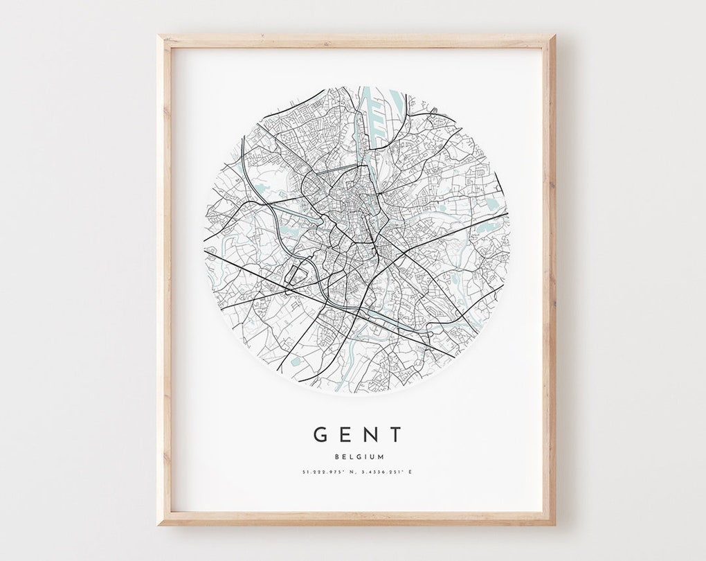 Gent Map Print, Gent Map Poster City Wall Art, Gent Road Map, Gent ...