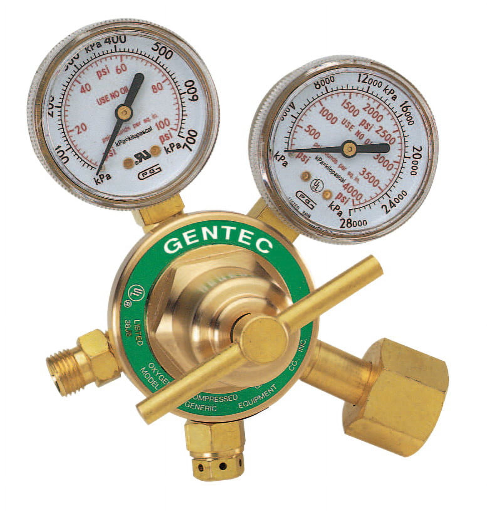 Gentec Single Stage Regulators, Oxygen, CGA 540, 4,000 psi inlet ...