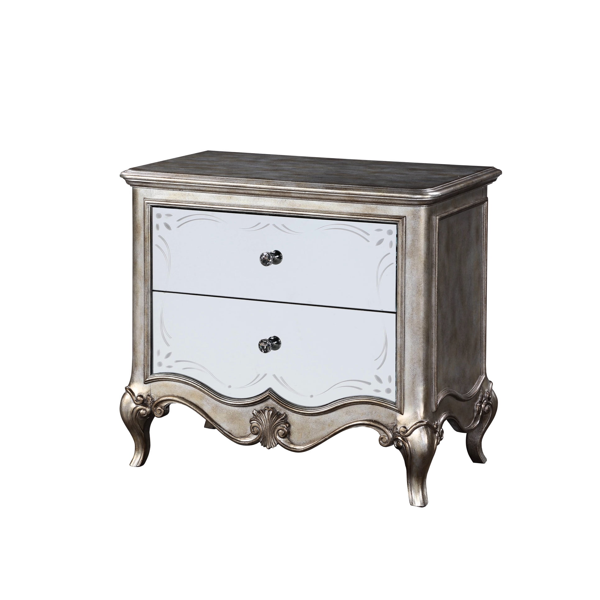 Genteel Antique Champagne Nightstand With Classic Decorative Features ...
