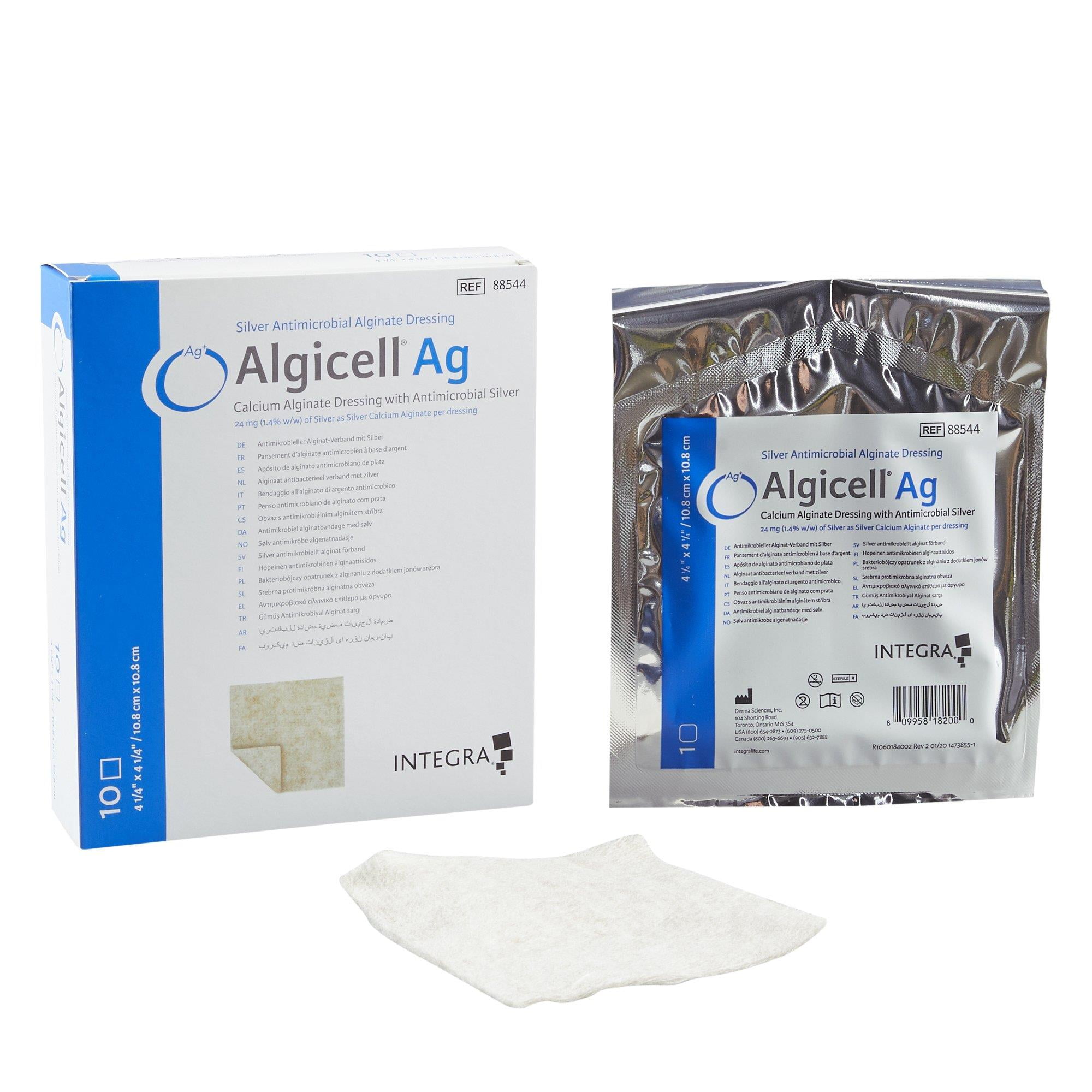 Gentell Silver Alginate Dressing, Algicell Ag, 4-1/4 x 4-1/4 Inch ...