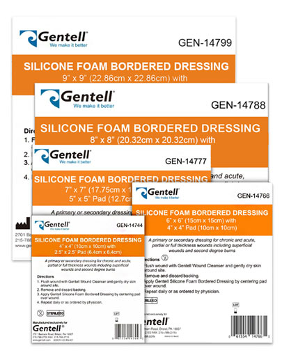Gentell GEN-14700 Silicone Foam, 9 in. x 9 in., Sacral Dressing (Box of ...