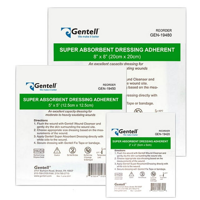 Gentell GEN-19450 Super Absorbent Dressing Adherent 5 in. x 5 in. (Box ...