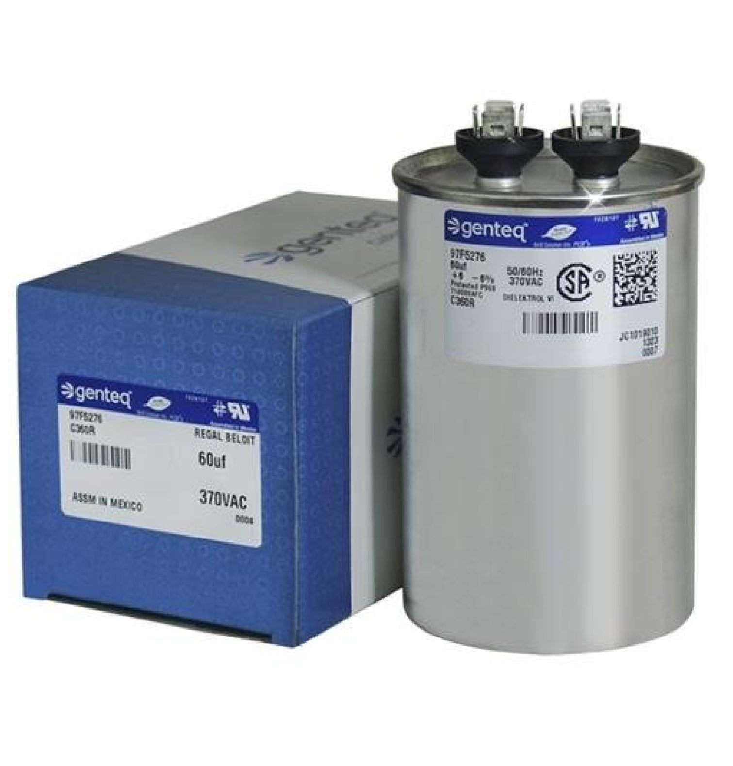 Genteq Round Capacitor 60 MFD 370 Volt Z97F5276 97F5276 - Walmart.com