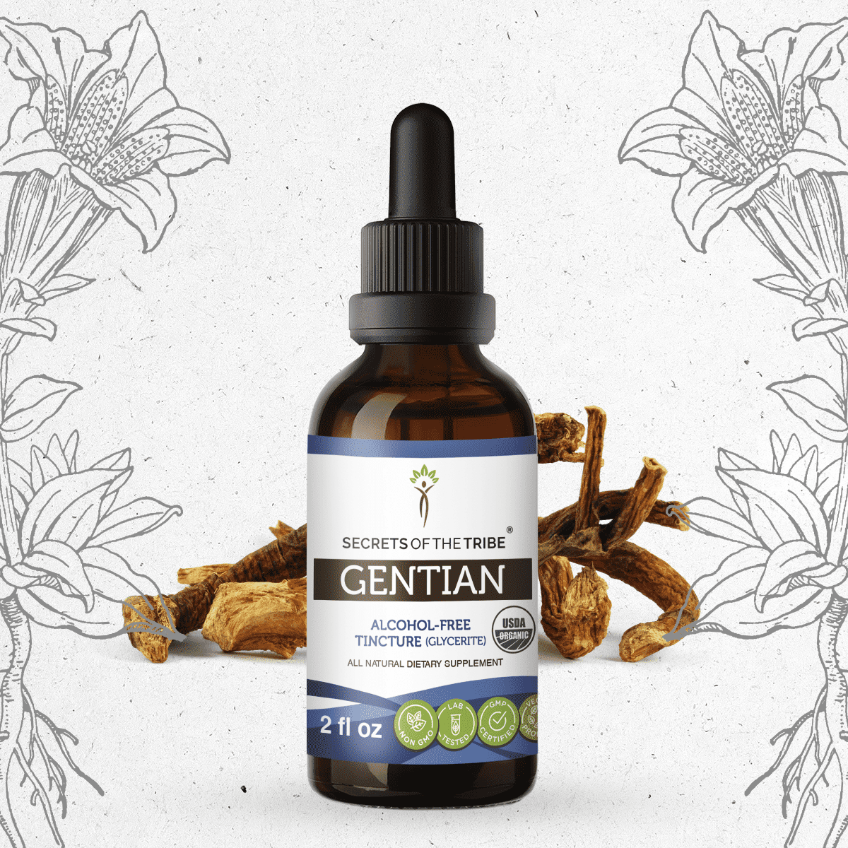 Gentian Tincture Alcohol-FREE Extract, Responsibly farmed organic ...