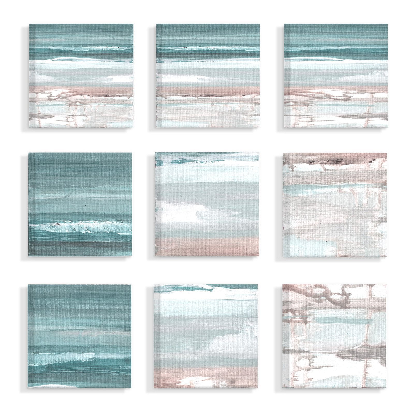 Gentle Abstract Memory Beach Landscapes 9pc Stretched Canvas Wall Art ...