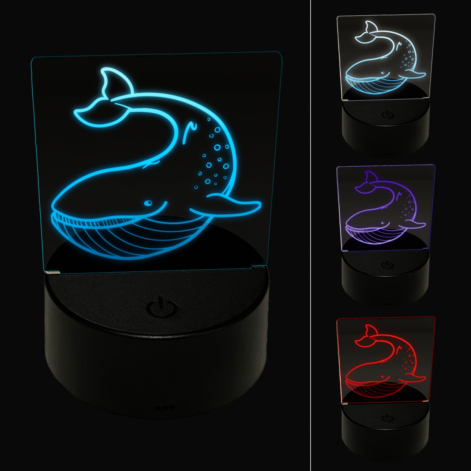 Gentle Blue Whale LED Night Light Sign 3D Illusion Desk Nightstand Lamp ...