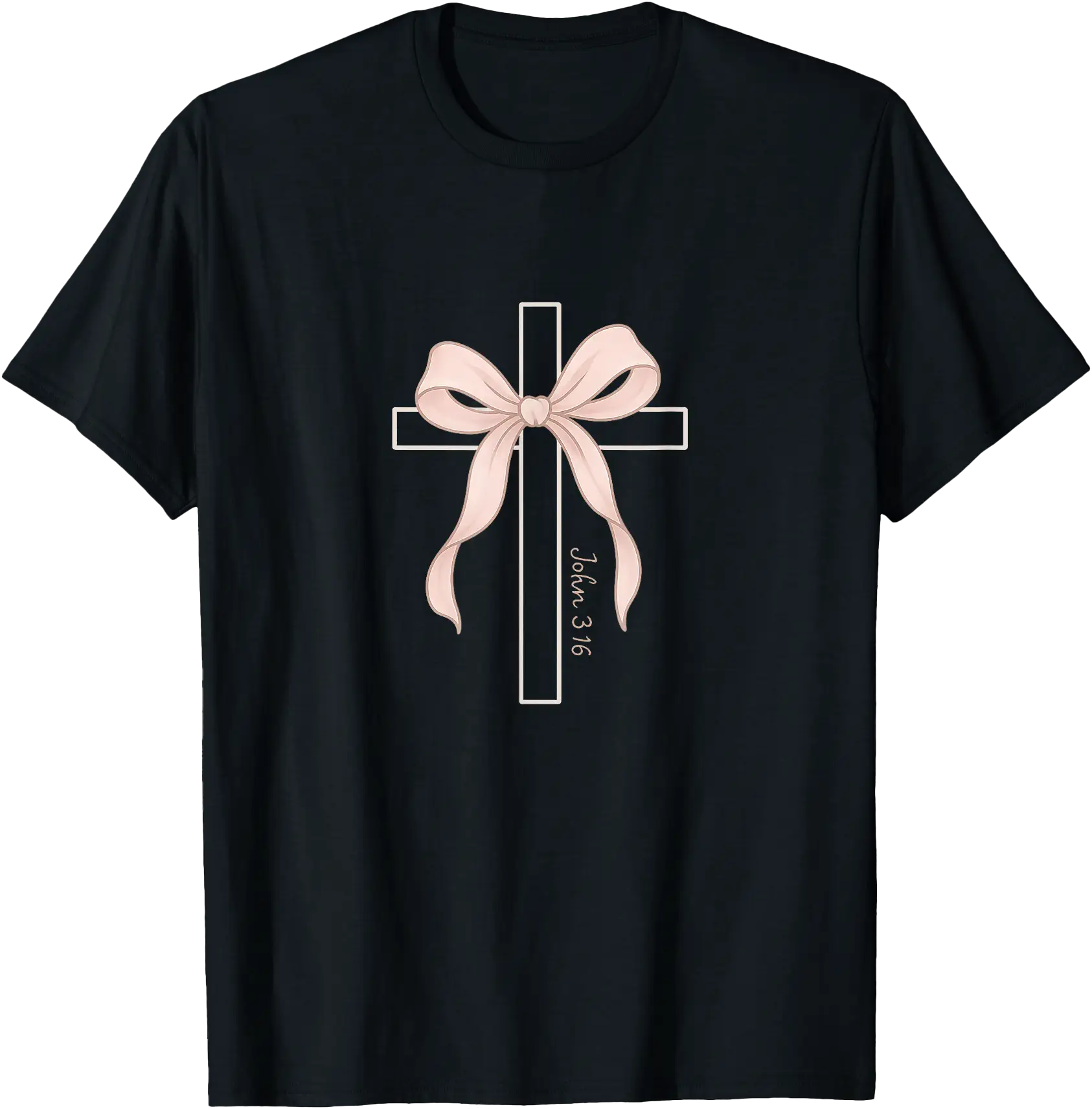 Gentle Christian Faith John 3:16 Pink Bow Cross T-Shirt - Spiritual ...
