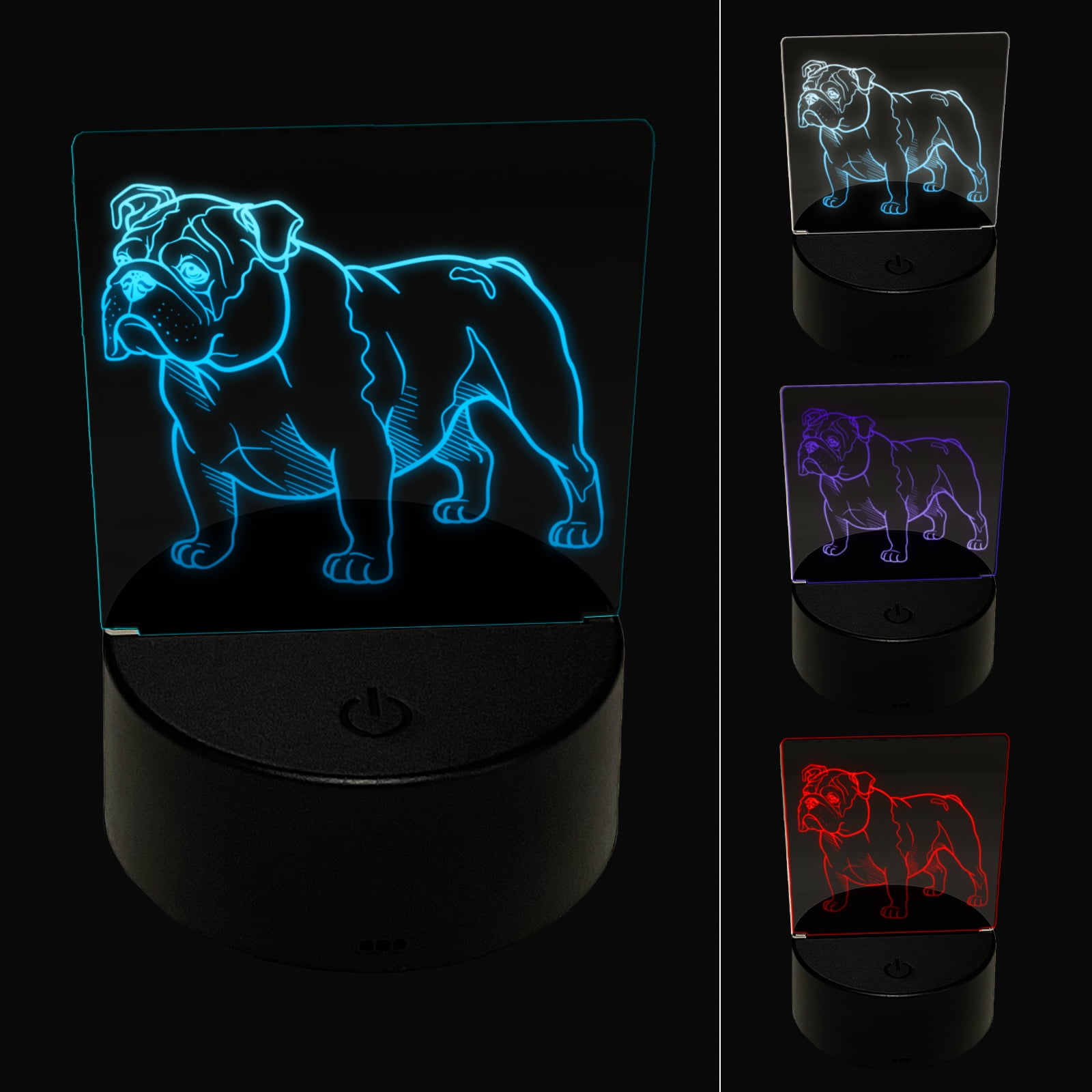 Gentle English Bulldog Pet Dog LED Night Light Sign 3D Illusion Desk ...