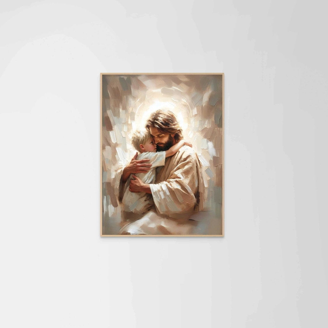 Gentle Love Jesus With Boy Christian Art, Unframed Canvas Size 24x36 ...