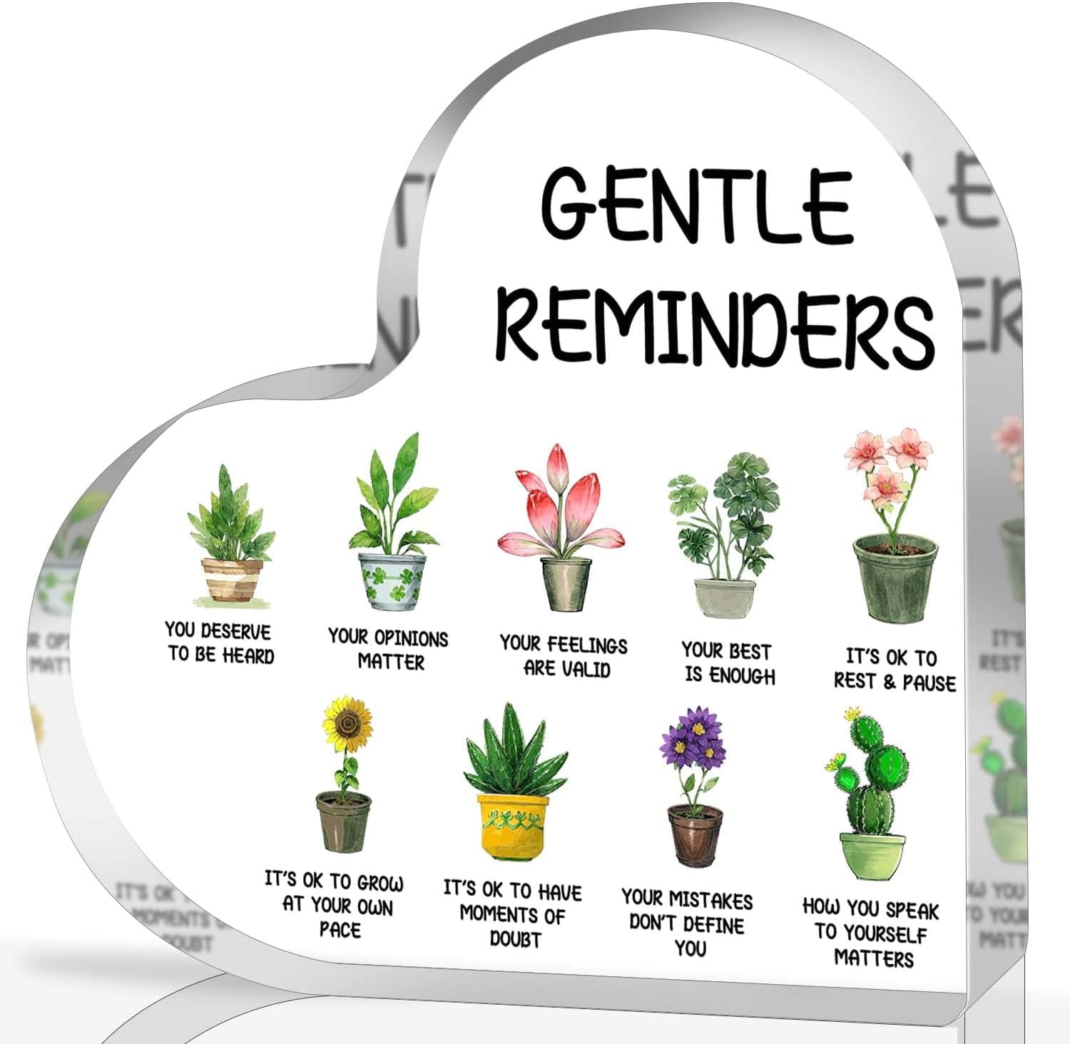 Gentle Reminders Decor, Positive Affirmations Desktop Art for Home ...