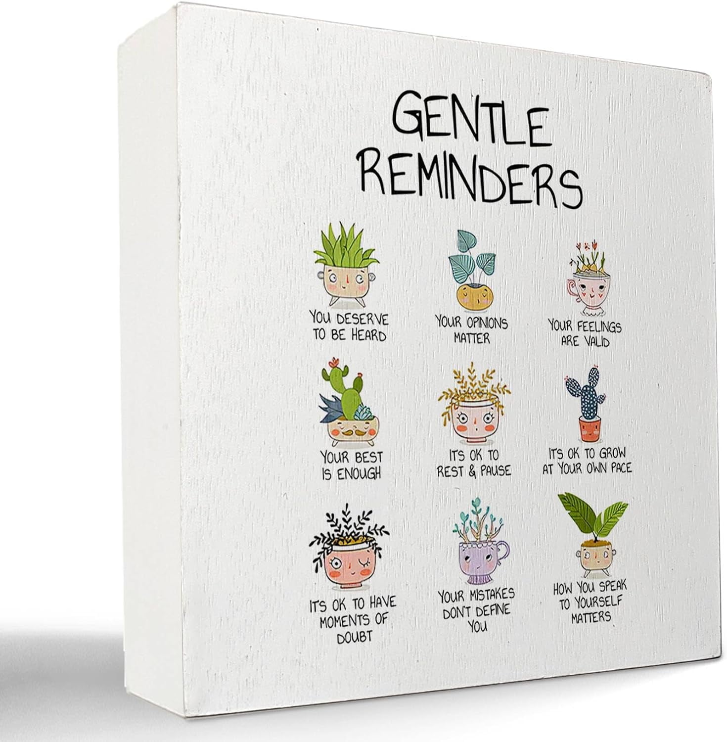 Gentle Reminders Mental Health Funny Potted Plant Wooden Box Sign Desk ...
