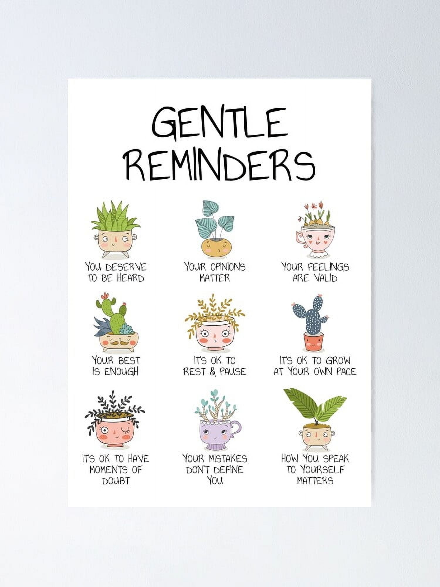 Gentle Reminders Positive Affirmations Mental Health Wellbeing Art ...