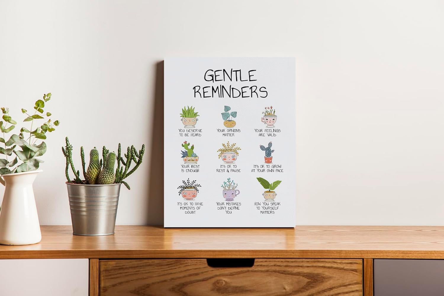 Gentle Reminders Positive Affirmations Wall Decor, Mental Health Wall ...
