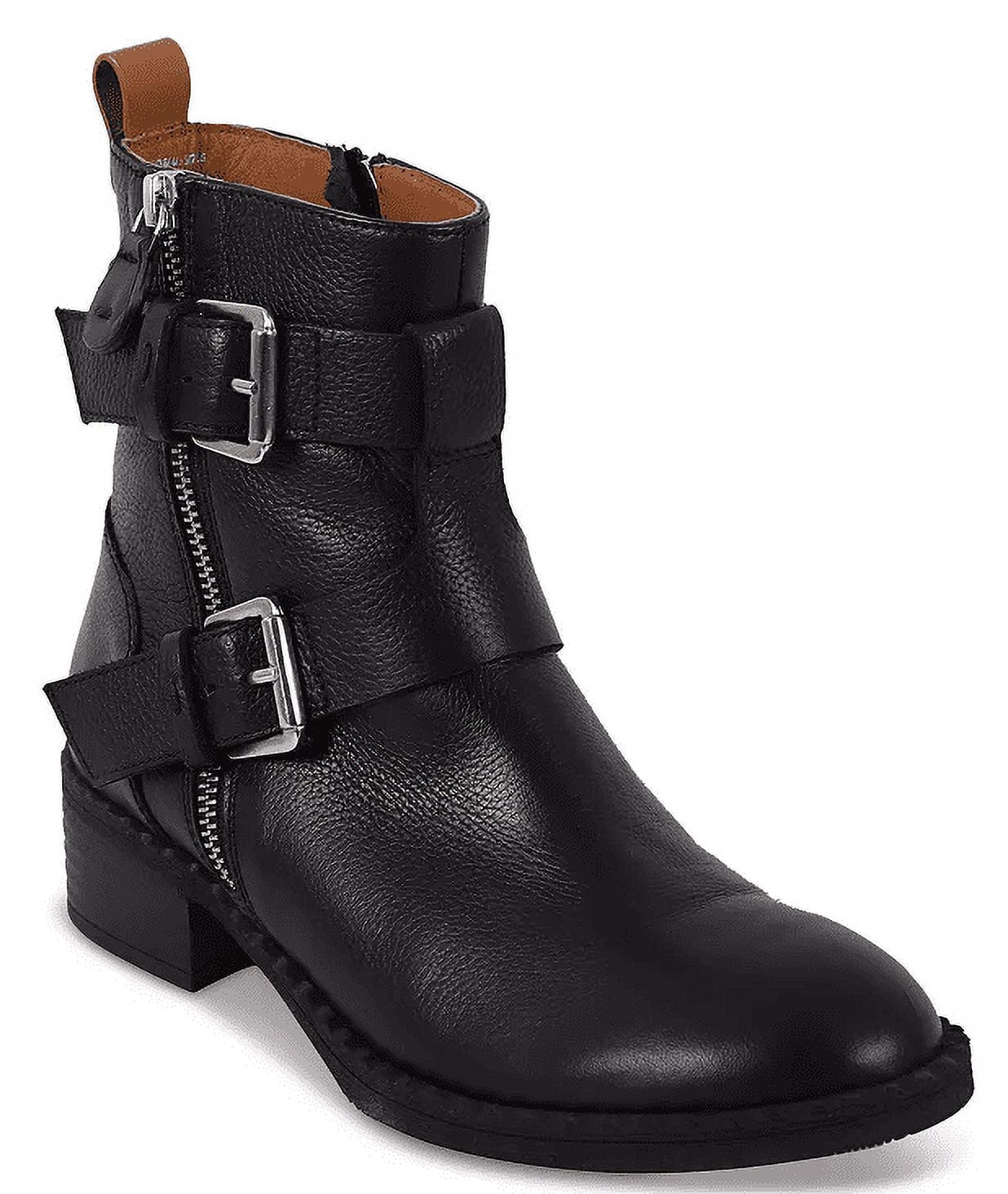 Gentle Souls BLACK LEATHER Women's Brena Buckled Zip Booties, US 6.5 ...