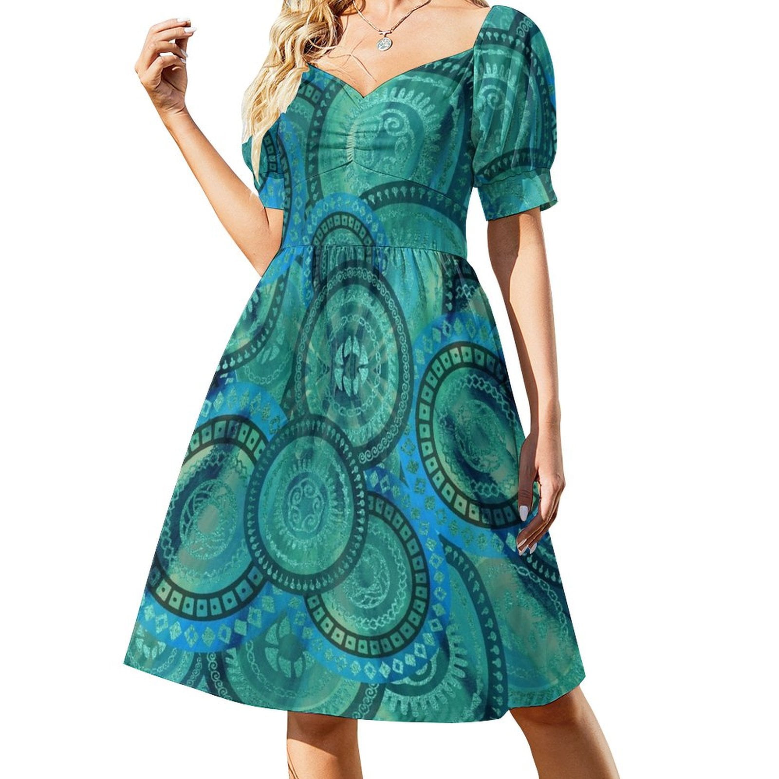 Gentle Teal and blue Circular Tribalpattern Dress dresses summer ...