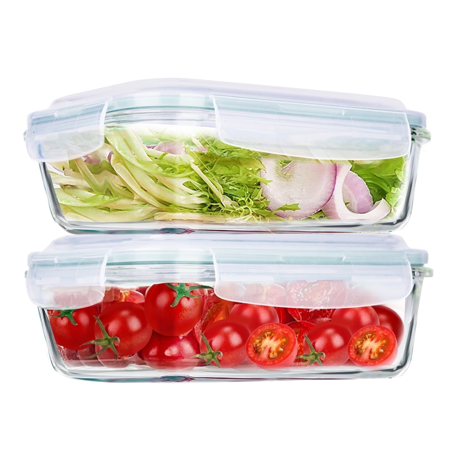 Luvan 35oz Glass Tupperware 2 Pack, Oven Safe, Large Freezer Meal Prep ...