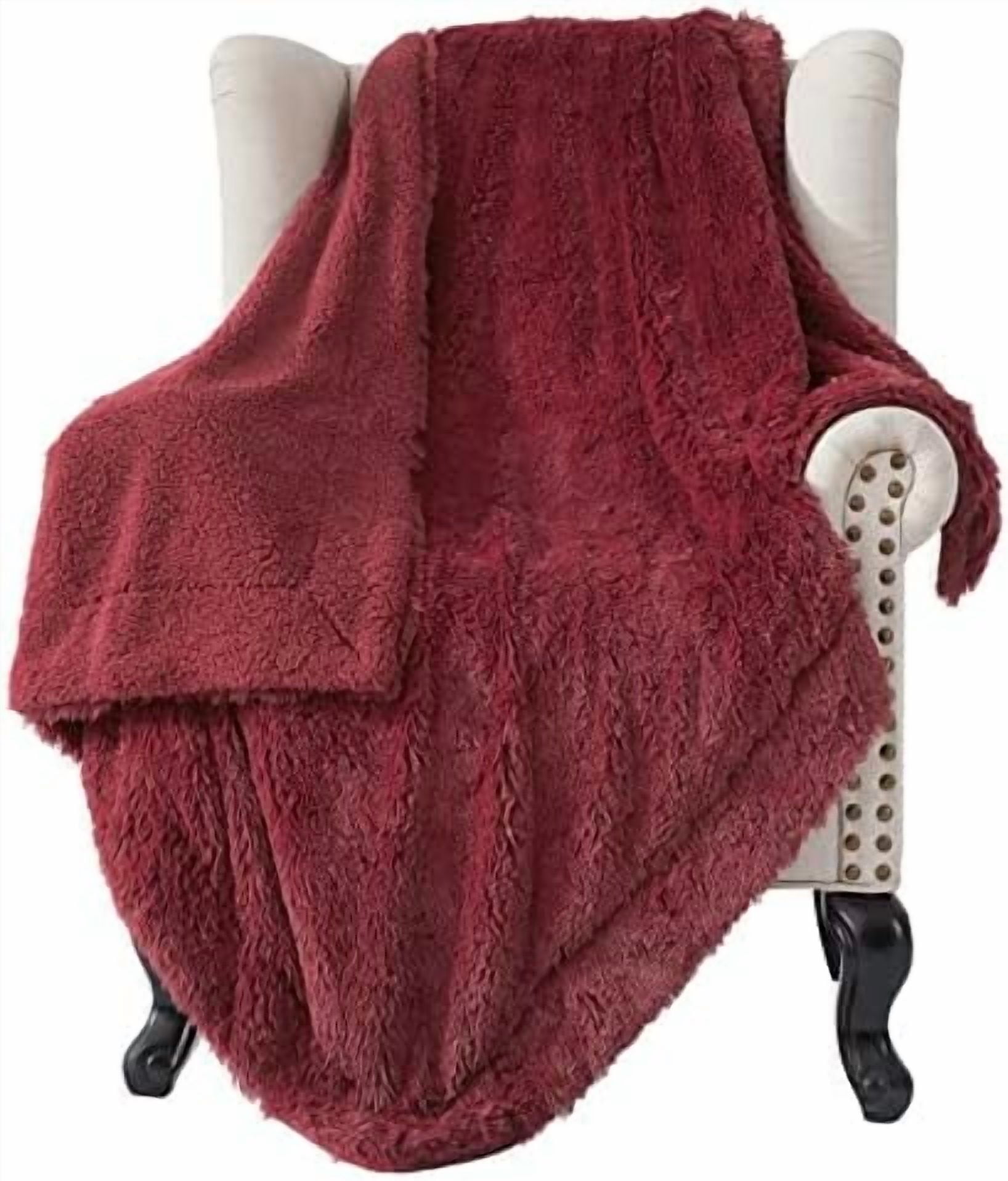 GentleSoft Fluffy Burgundy Red Throw Blanket, Maroon Red Decor Gifts ...