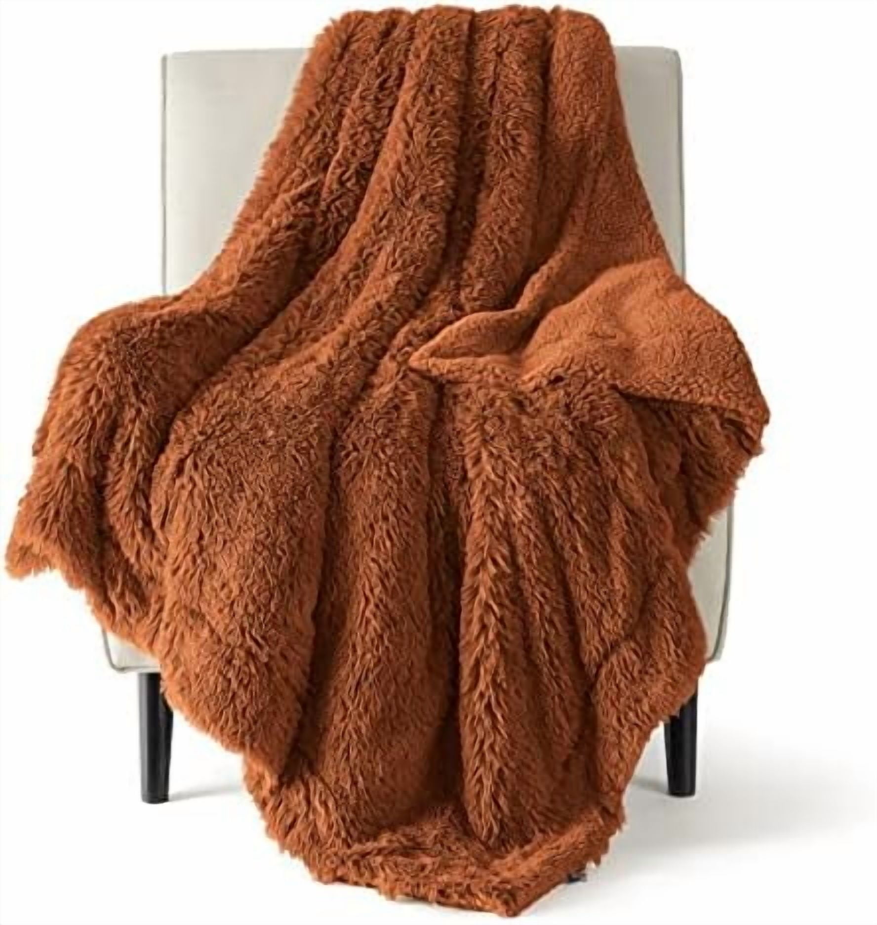 GentleSoft Fluffy Burnt Orange Throw Blanket Fall Decorations for Home ...