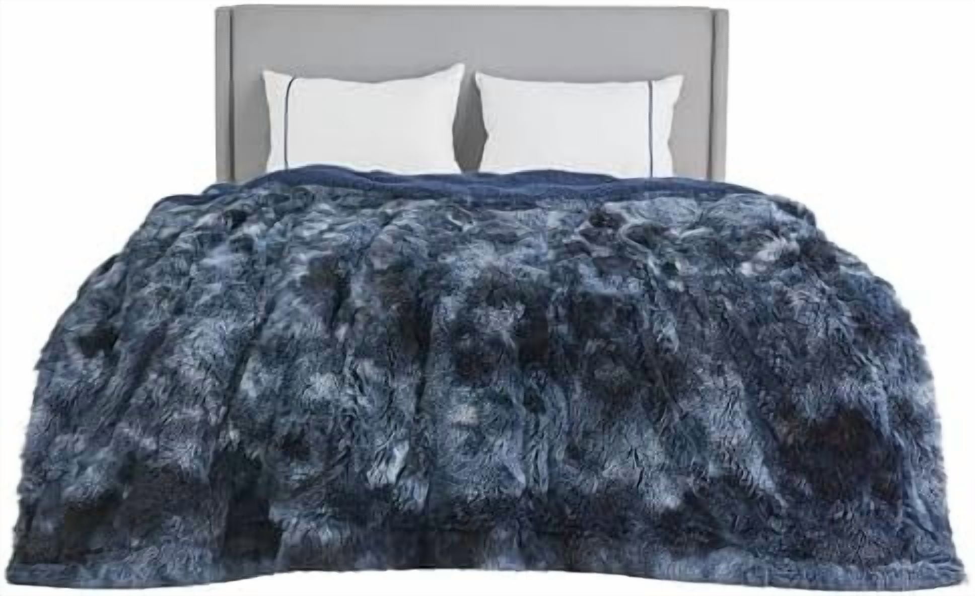 GentleSoft Fluffy Tie Dye Navy Blue Blankets Queen Size for Bed, Thick ...