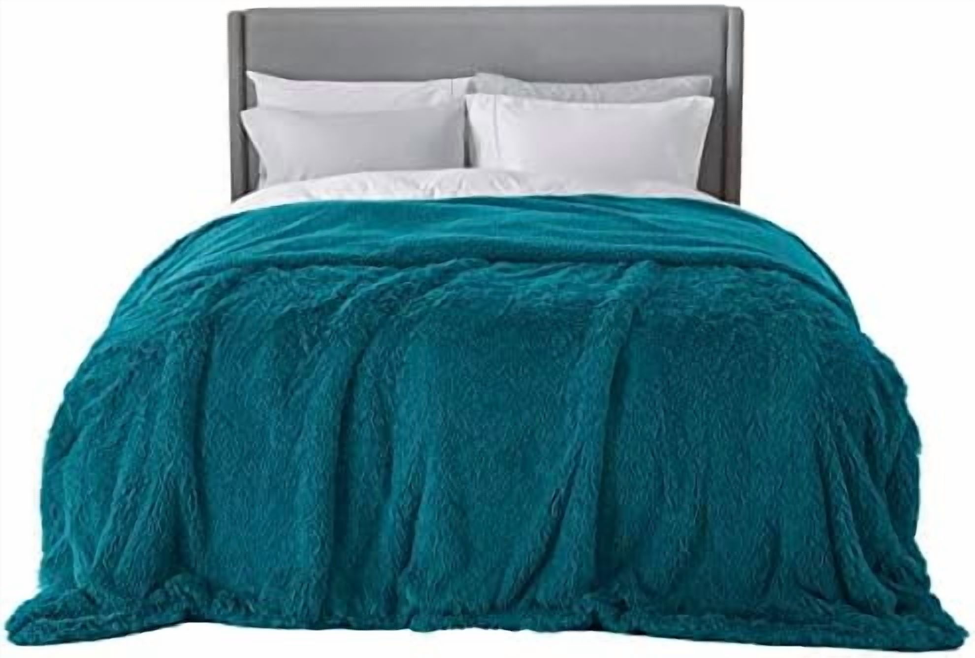 GentleSoft Fluffy Turquoise Teal Blankets Queen Size for Bed, Thick ...