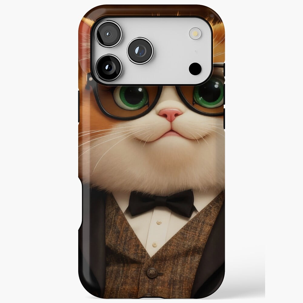 Gentleman Cat Protective Case for iPhone 11 12 13 14 15 16 17 Pro Max ...