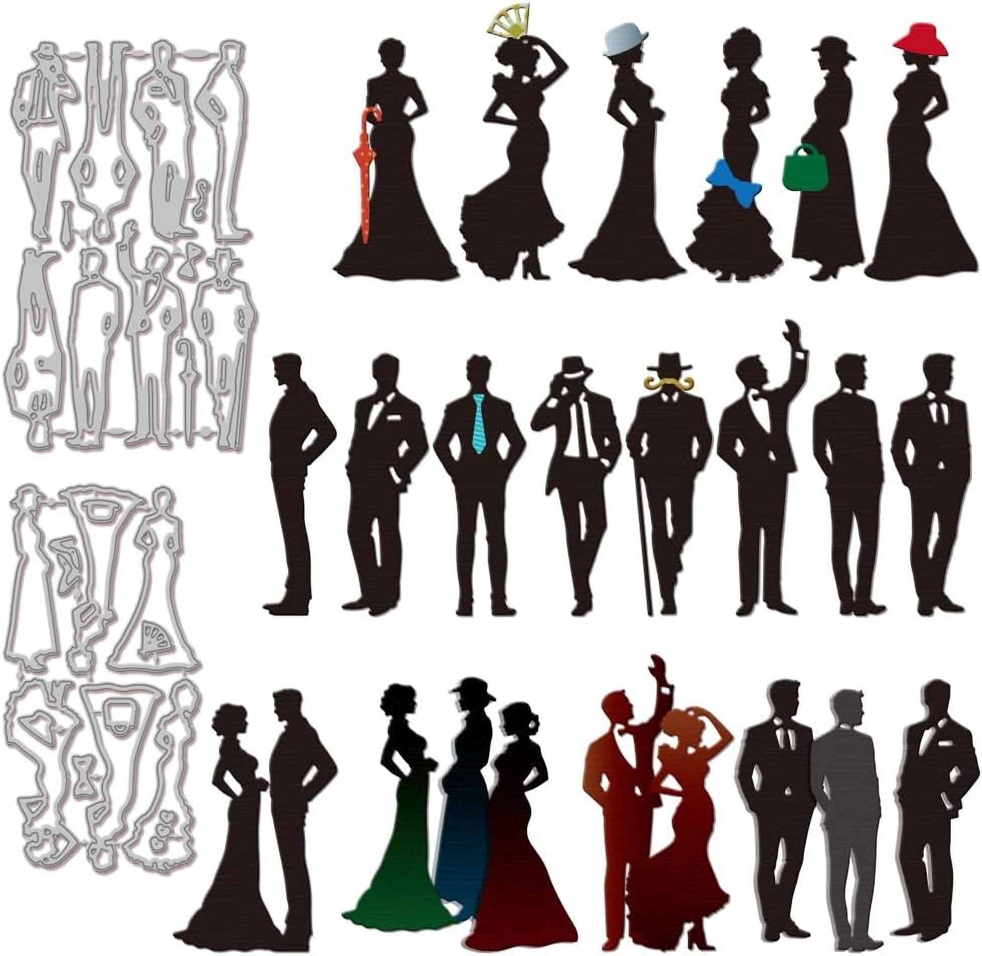 Gentleman and Lady Silhouette Cutting Dies Metal Human Portrait Cutting ...