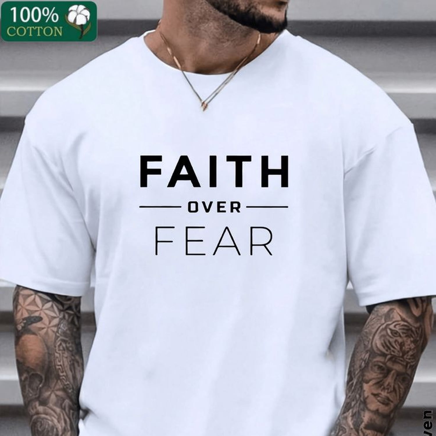 Gentleman'S1 Haven M1en's 100% Cotton Faith Over Fear T-S1Hirt, M1en's ...