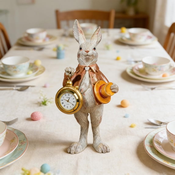 Gentlemen Bunny Figurine with Pocket Watch, Cute Small Bunny Table ...