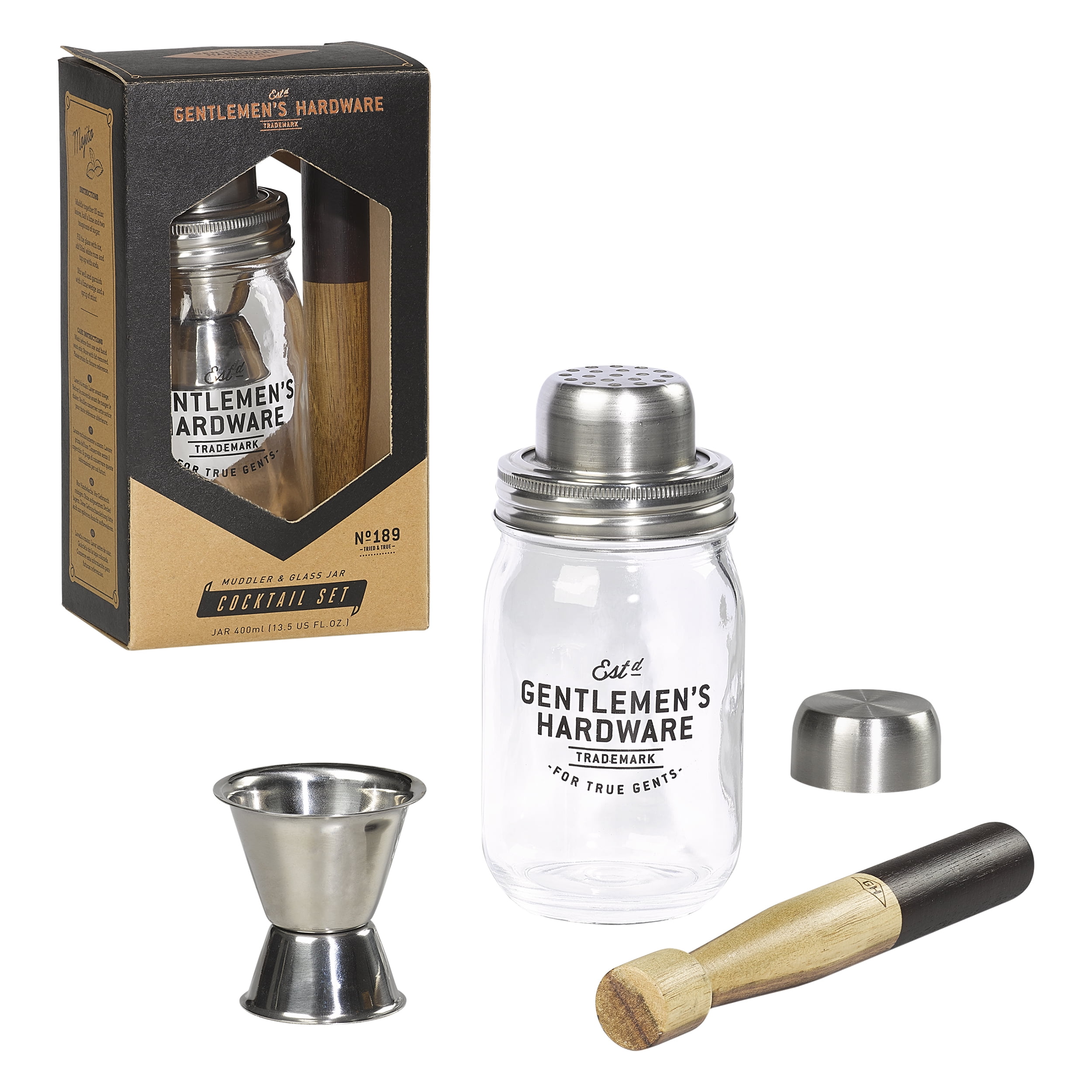 Gentlemen's Hardware Glass Jar Cocktail Set - 13.5 fl oz - Walmart.com