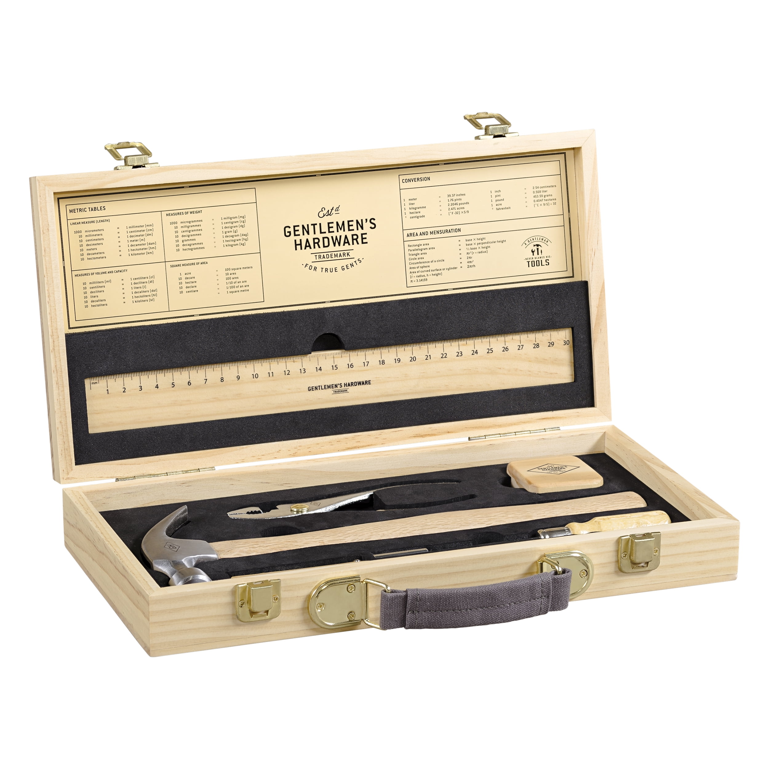 Gentlemen's Hardware Tool Kit with Pine Wood Storage Box - Walmart.com