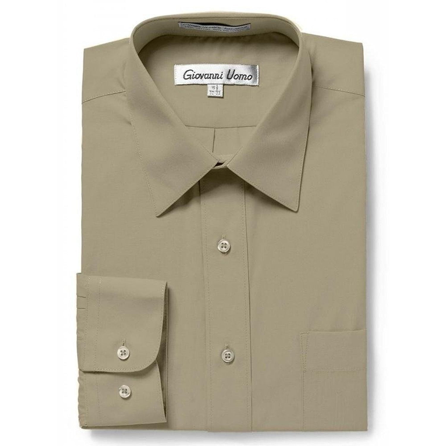 Gentlemens Collection Men's Regular Fit Long Sleeve Solid Dress Shirt ...