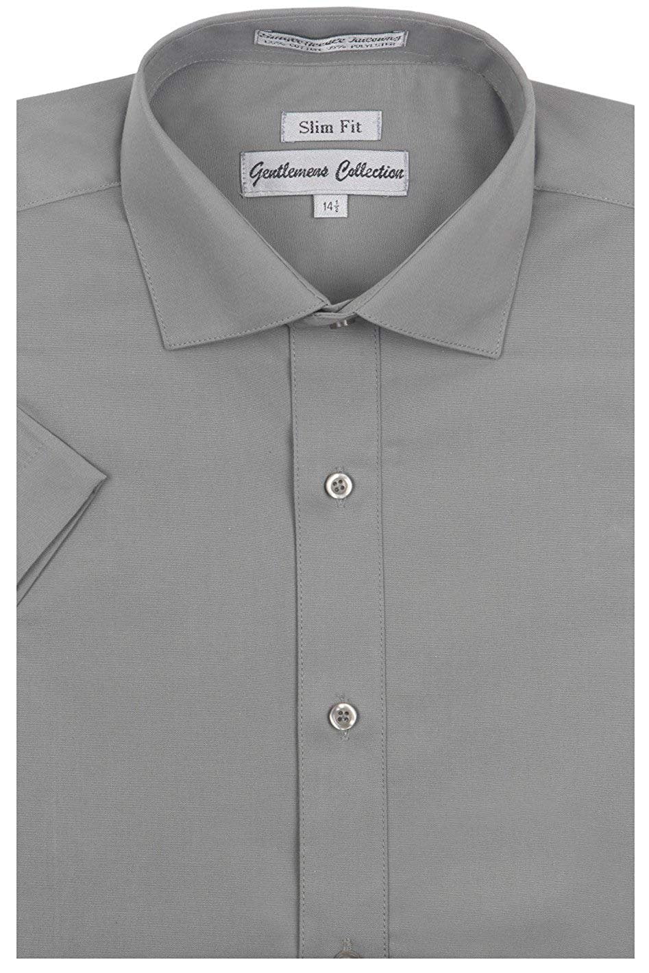 Gentlemens Collection Mens 1904S Short Sleeve Slim Fit Easy Care Dress ...