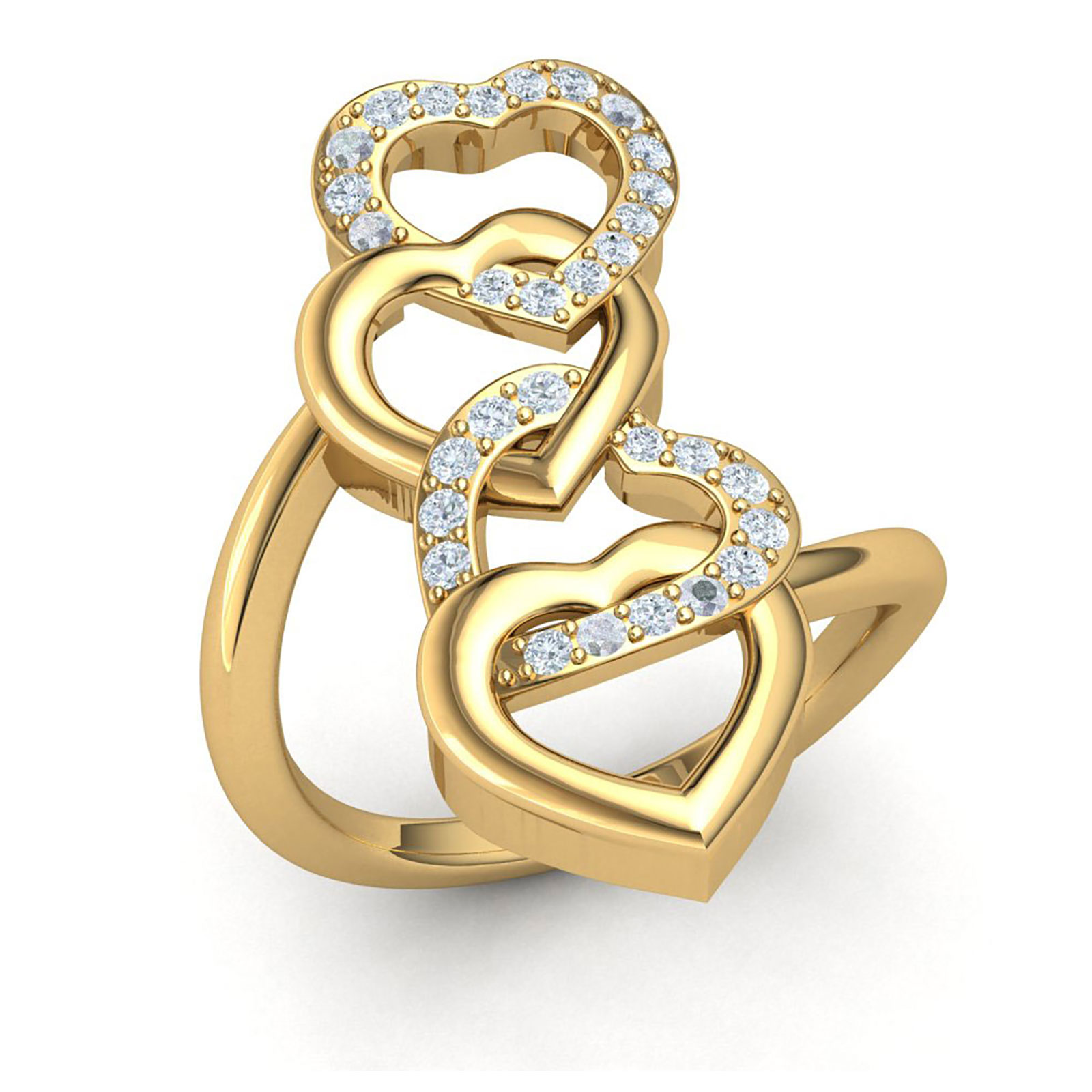 Genuine 0.33ct Round Cut Diamond Prong Intertwined Interlinked Hearts ...