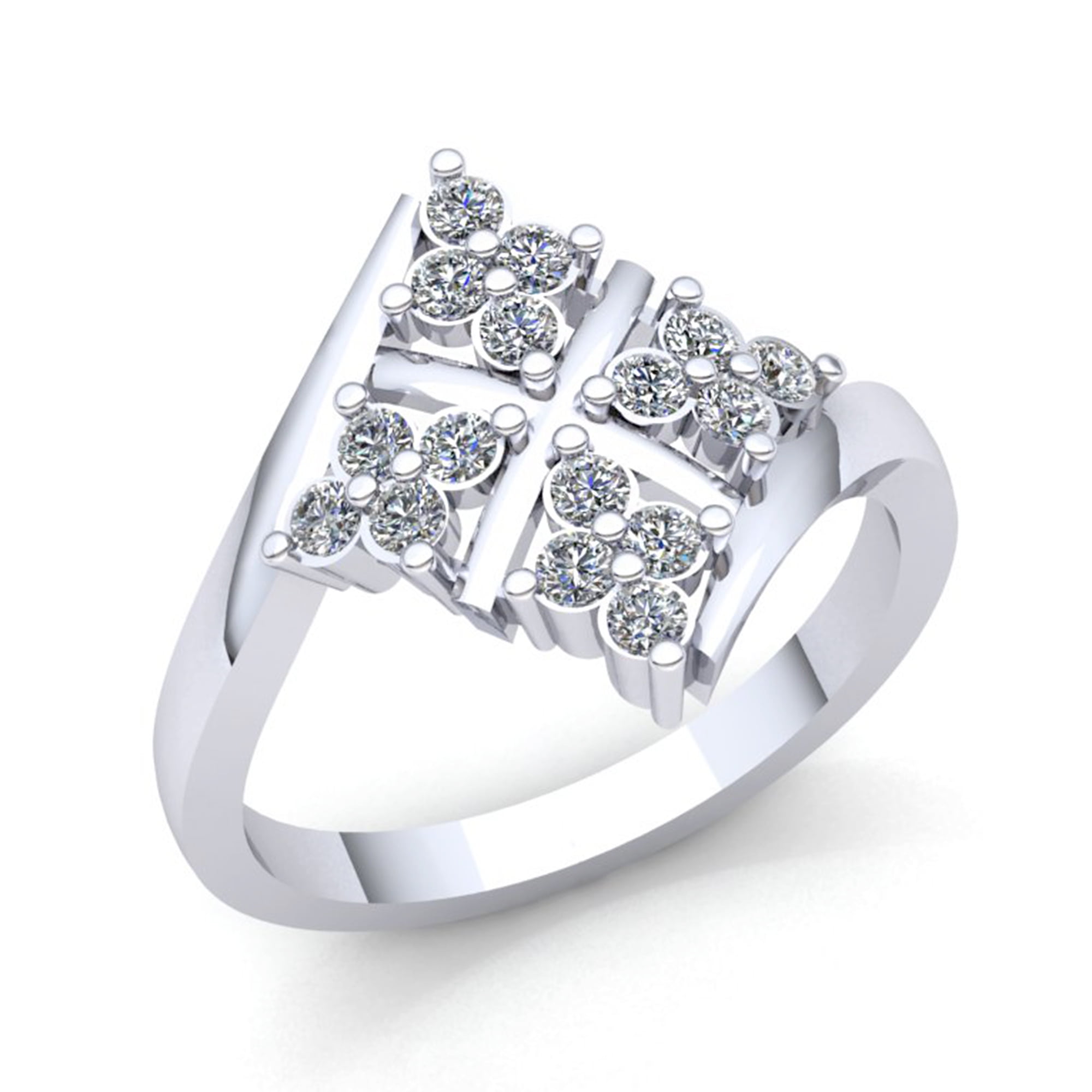 Genuine 0.75carat Round Cut Diamond Ladies Personalized Flower ...