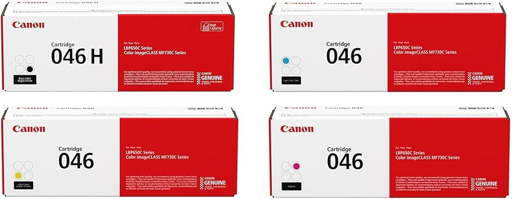Genuine 046H 046 4-Pack High Yield Black, Standard Yield Colors Toner Cartridges Set CMYK ...
