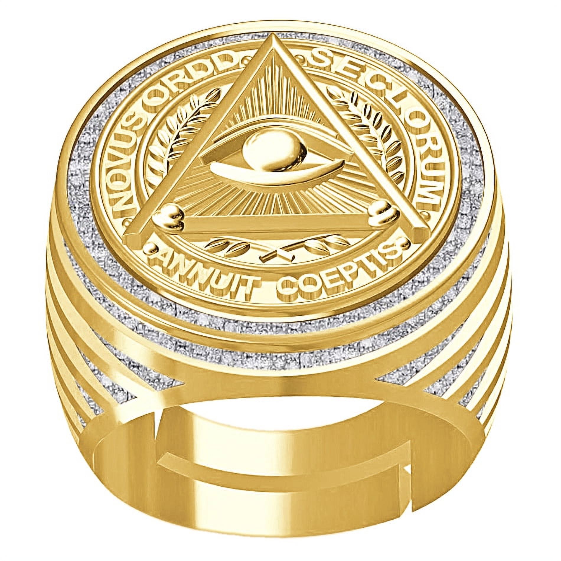 Genuine 1.50 Cwt. MOISSANITE Diamond Illuminati Masonic Annuit Coeptis ...