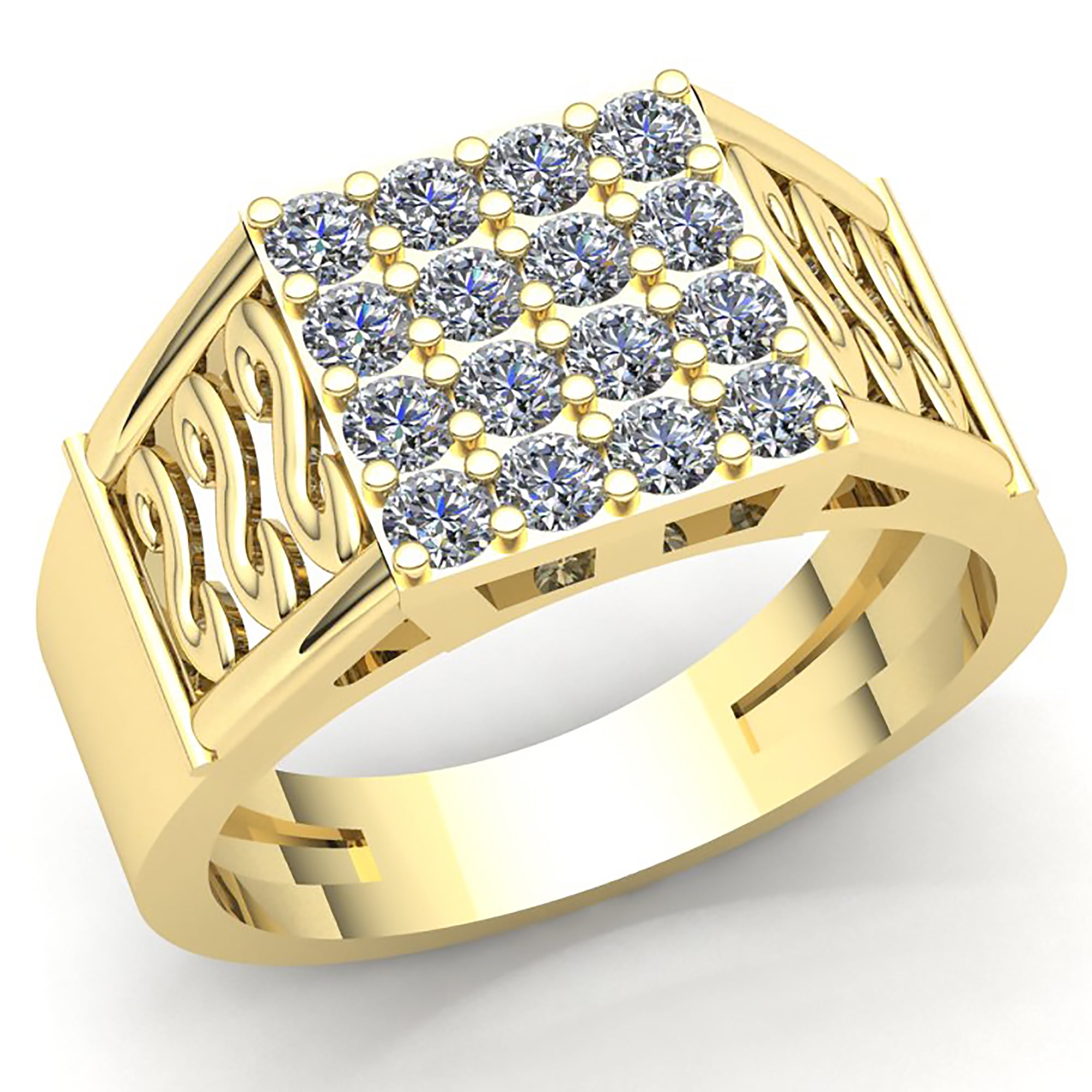 Genuine 1.5ctw Round Cut Diamond Mens Cluster Classic Anniversary ...