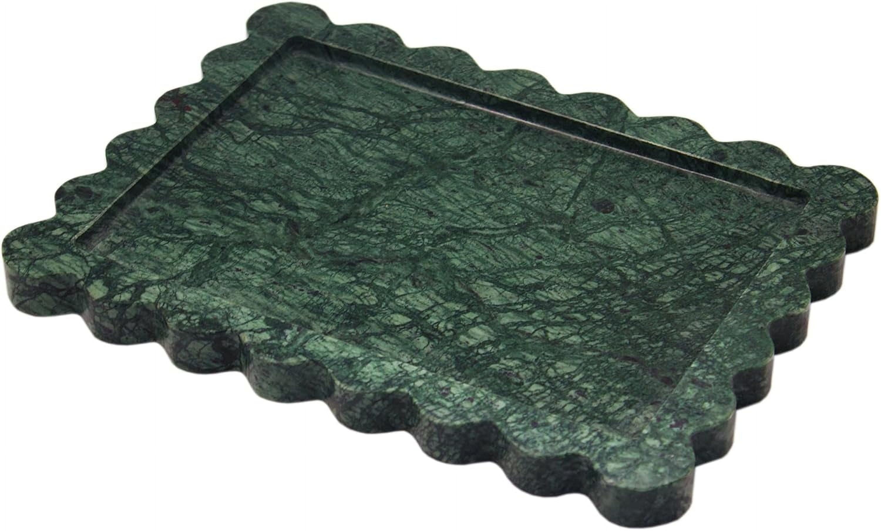 Genuine 100% Indian Green Scalloped Marble Tray, Real Natural Marble ...