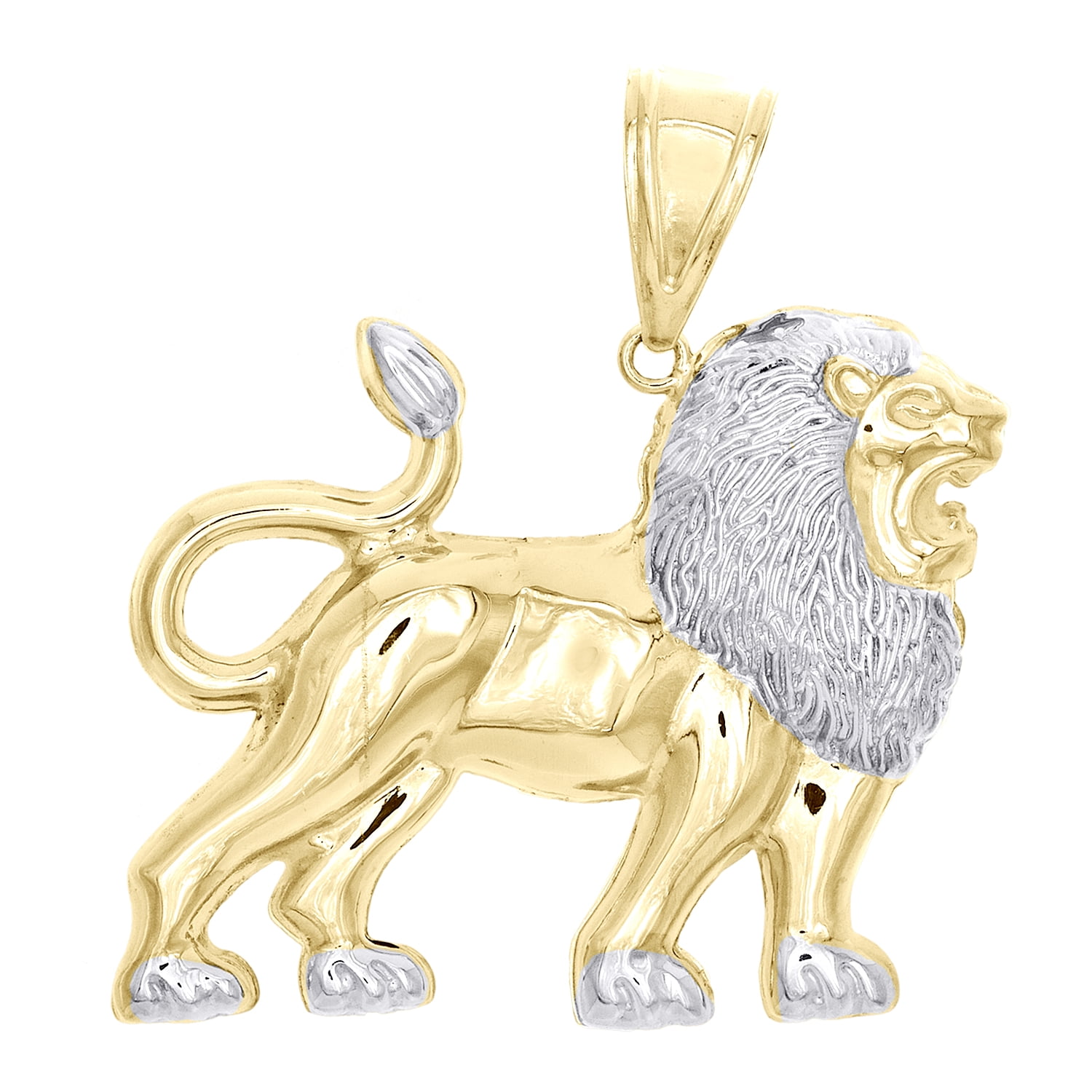 Genuine 10K Yellow Gold Full Walking Lion King Body Pendant 1.9 ...