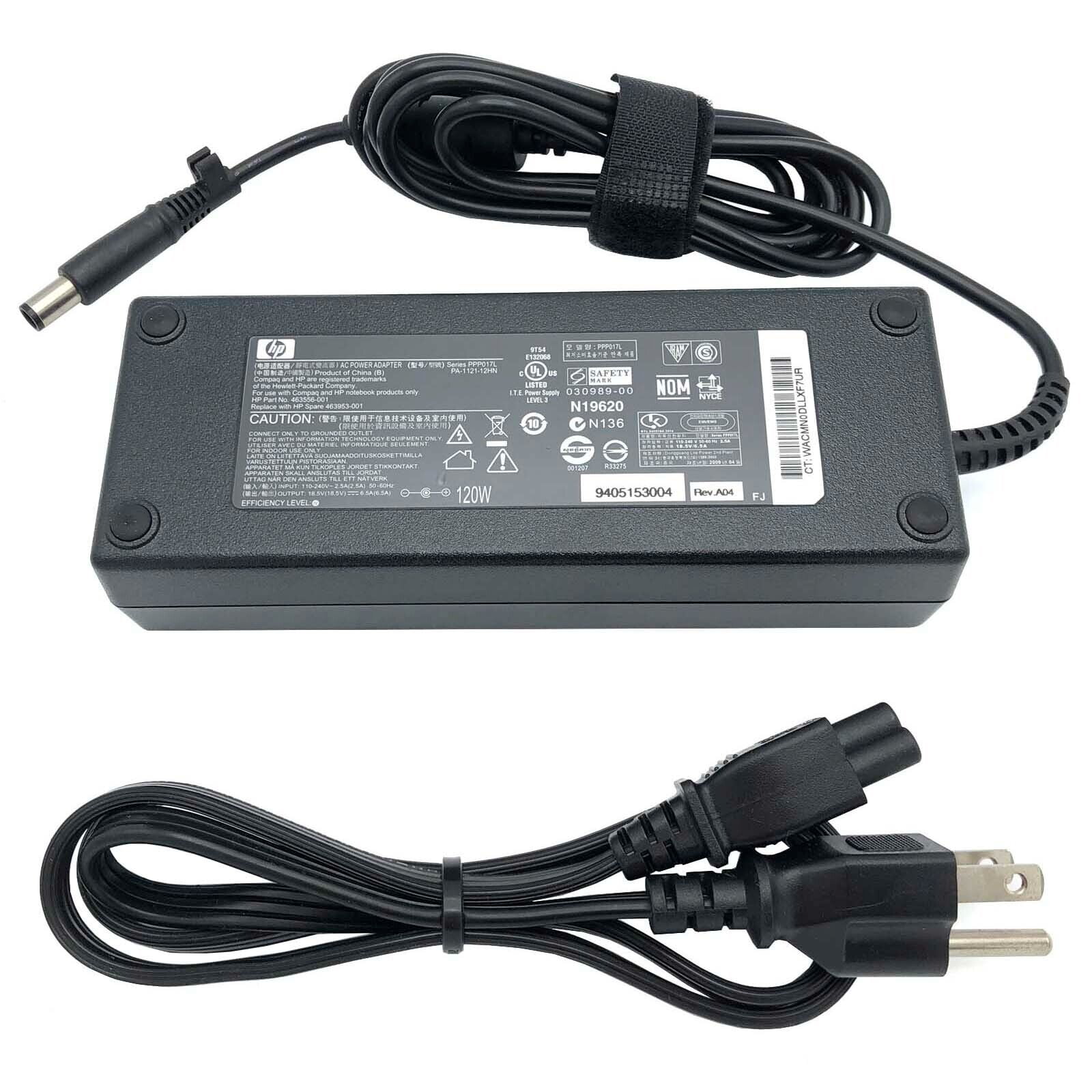Pre-Owned Genuine 120W HP AC DC Adapter 18.5V 6.5A Model PPP017L P/N ...