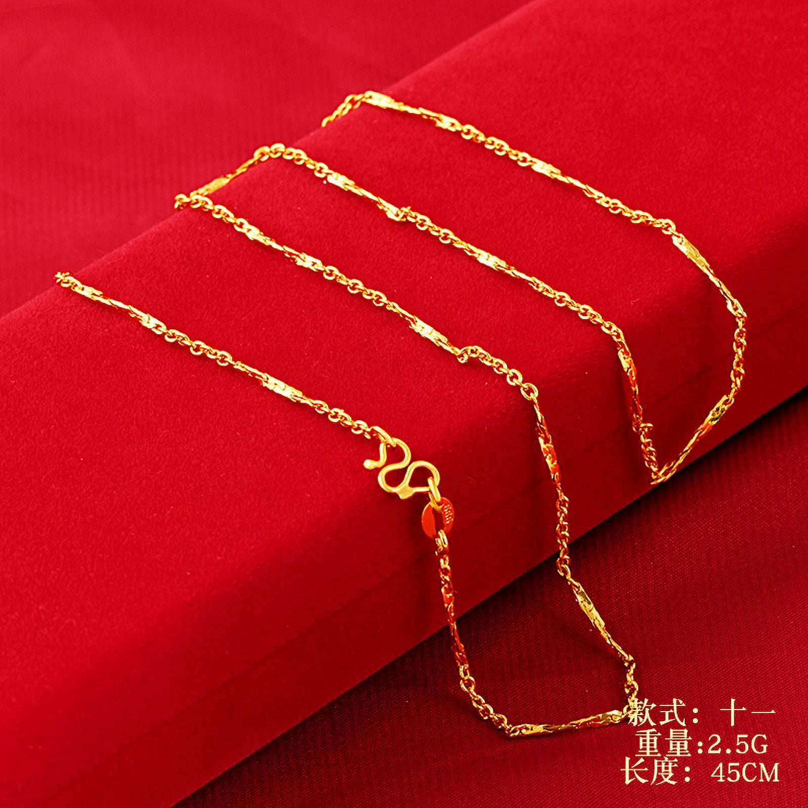 Genuine 14k Gold Color Necklace For Women Water Wave Chain Snake Bone ...